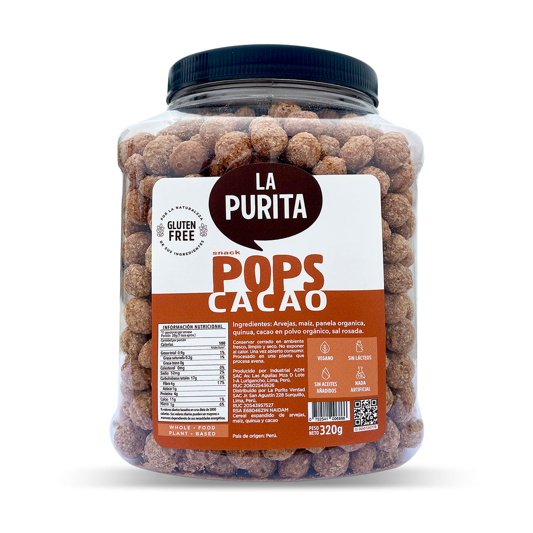 Cereal POPS Cacao (320g) | Snacks Saludables | La Purita