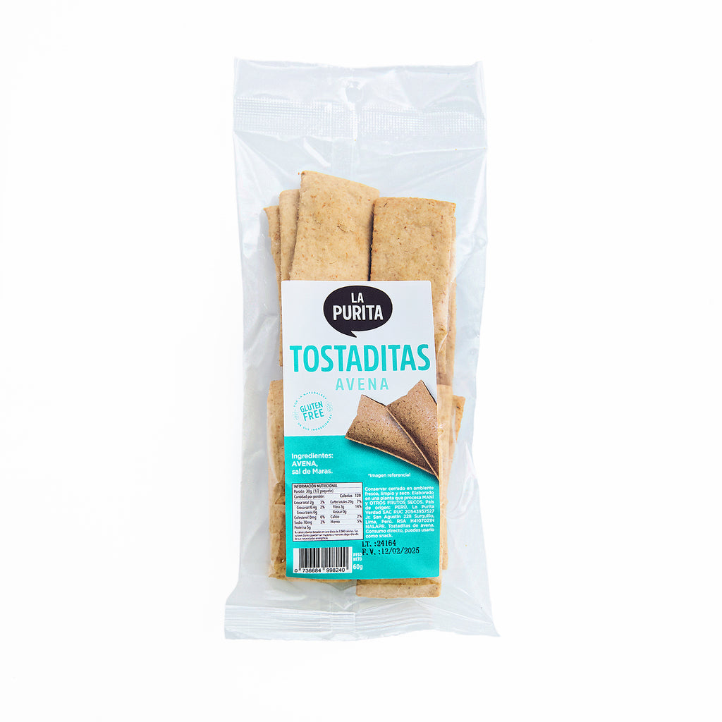 Tostaditas Avena Original 60g | Snack Saludable | La Purita
